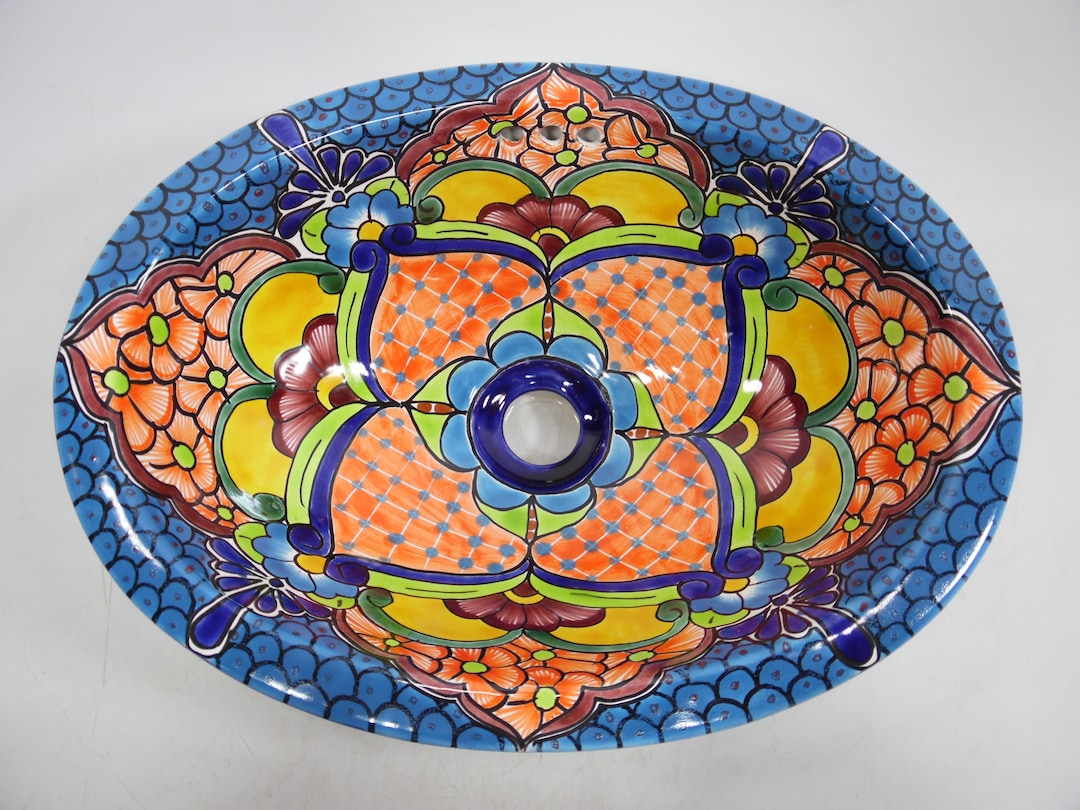16" X 12" TALAVERA SINK Drop in or Undermount Mexican Bathroom Handmade ...