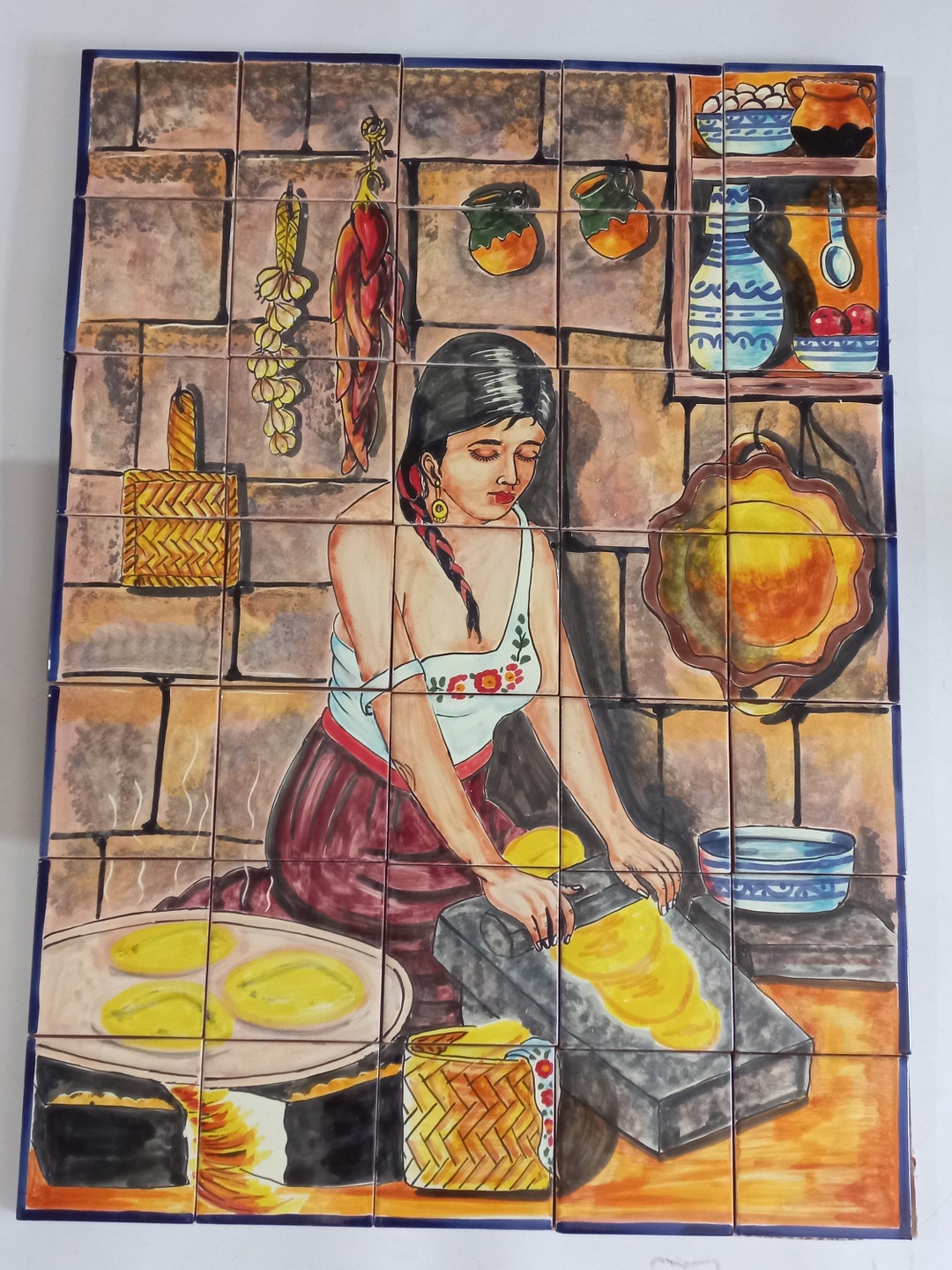 30 CERAMIC TILE MURAL Mexican Talavera Mosaic Hand Painted Clay ...