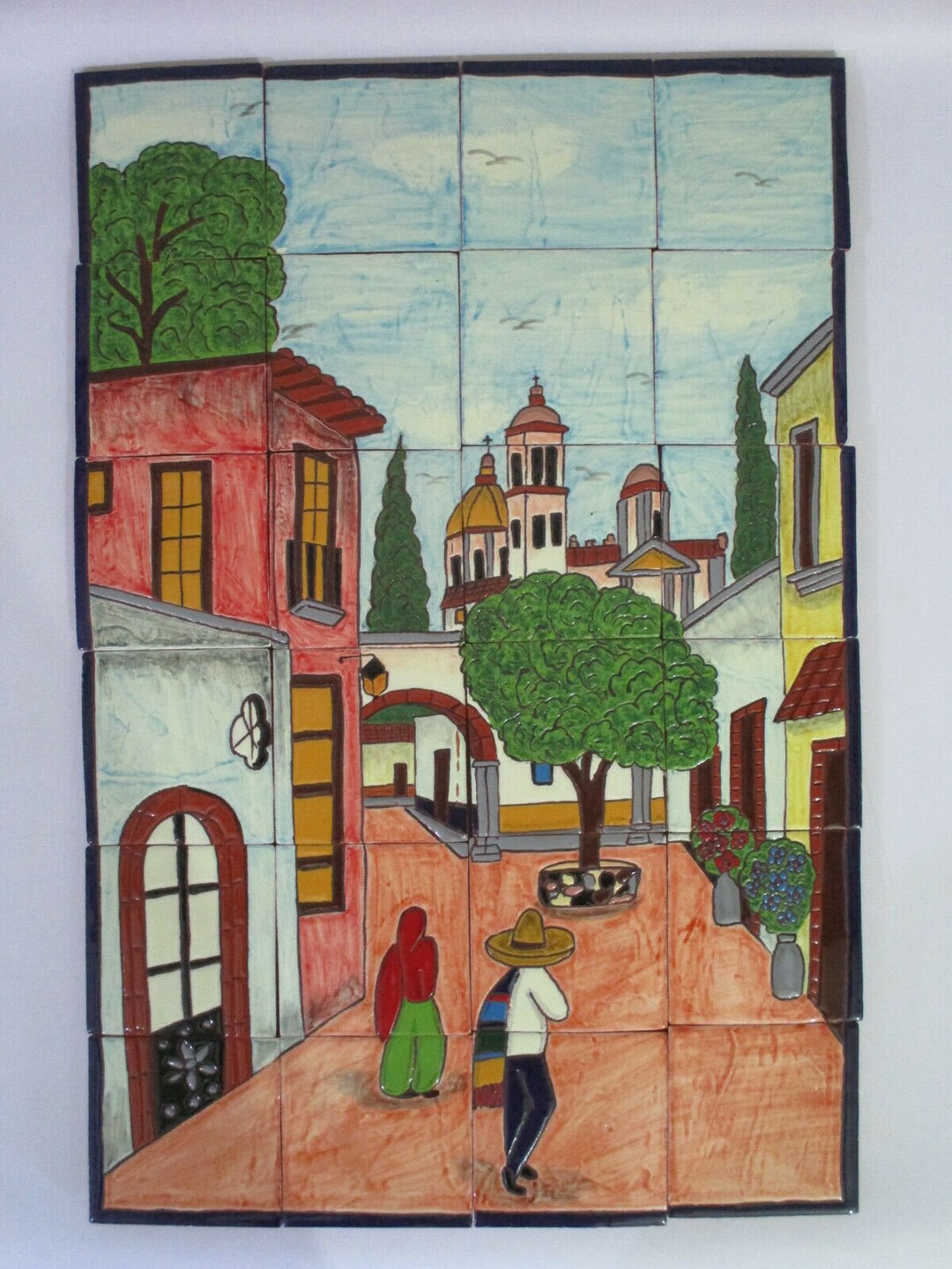 TALAVERA MOSAIC MURAL Mexican Embossed Tile Backsplash, Small Town - Etsy