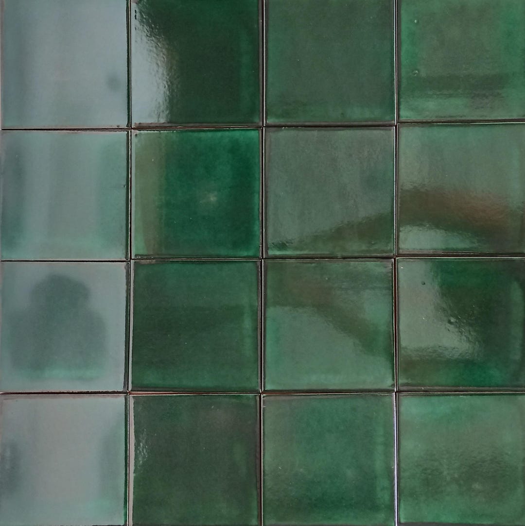 40 CERAMIC TILES 6" Green Mexican Tile, Handmade Talavera Backsplash ...