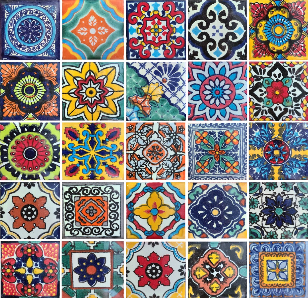 200 MIXED DESIGNS Mexican Tile Handmade Talavera Backsplash - Etsy