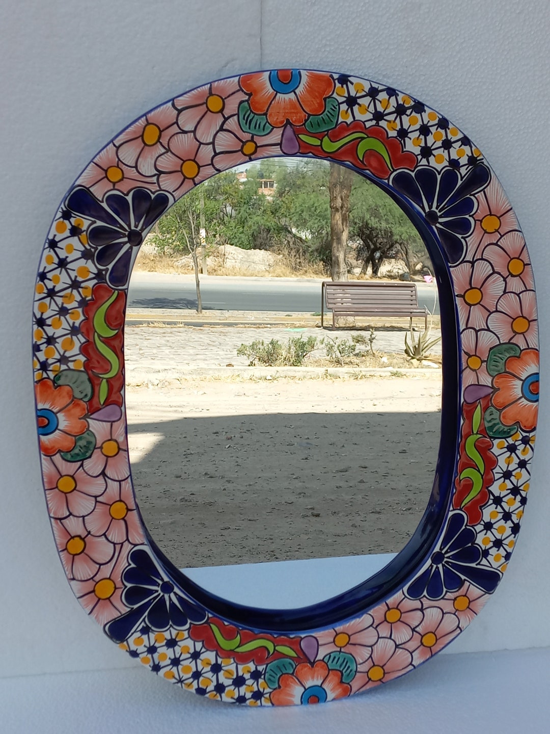 16 TALAVERA MIRROR Bathroom Wall Decor Vanity, Mexican Pottery Folk Art ...