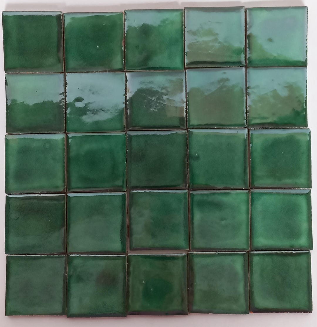 100 GREEN TILES - 2" Mexican Ceramic Tile, Handmade Talavera Backsplash ...