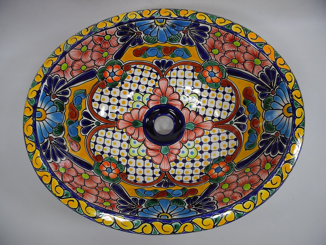 17" X 14" TALAVERA SINK Drop in or Undermount Mexican Bathroom Handmade ...