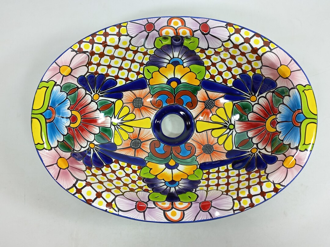 16" X 12" TALAVERA SINK Drop in or Undermount Mexican Bathroom Handmade ...
