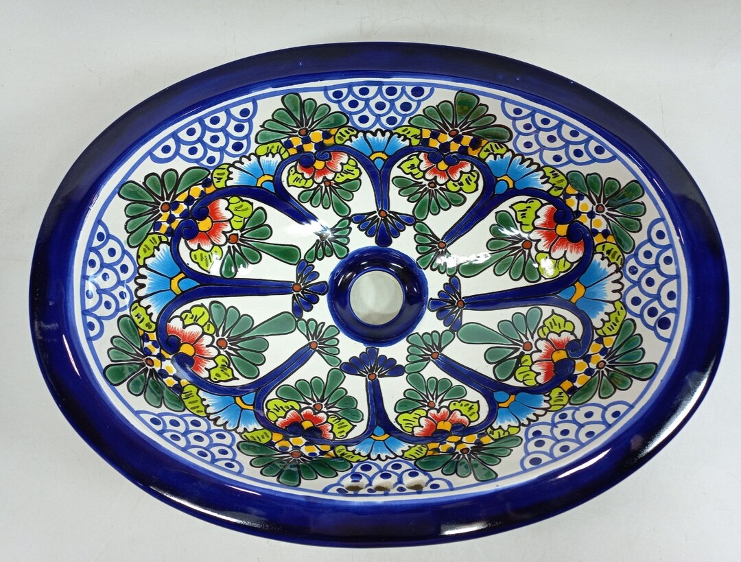 16" X 12" TALAVERA SINK Drop in or Undermount Mexican Bathroom Handmade ...