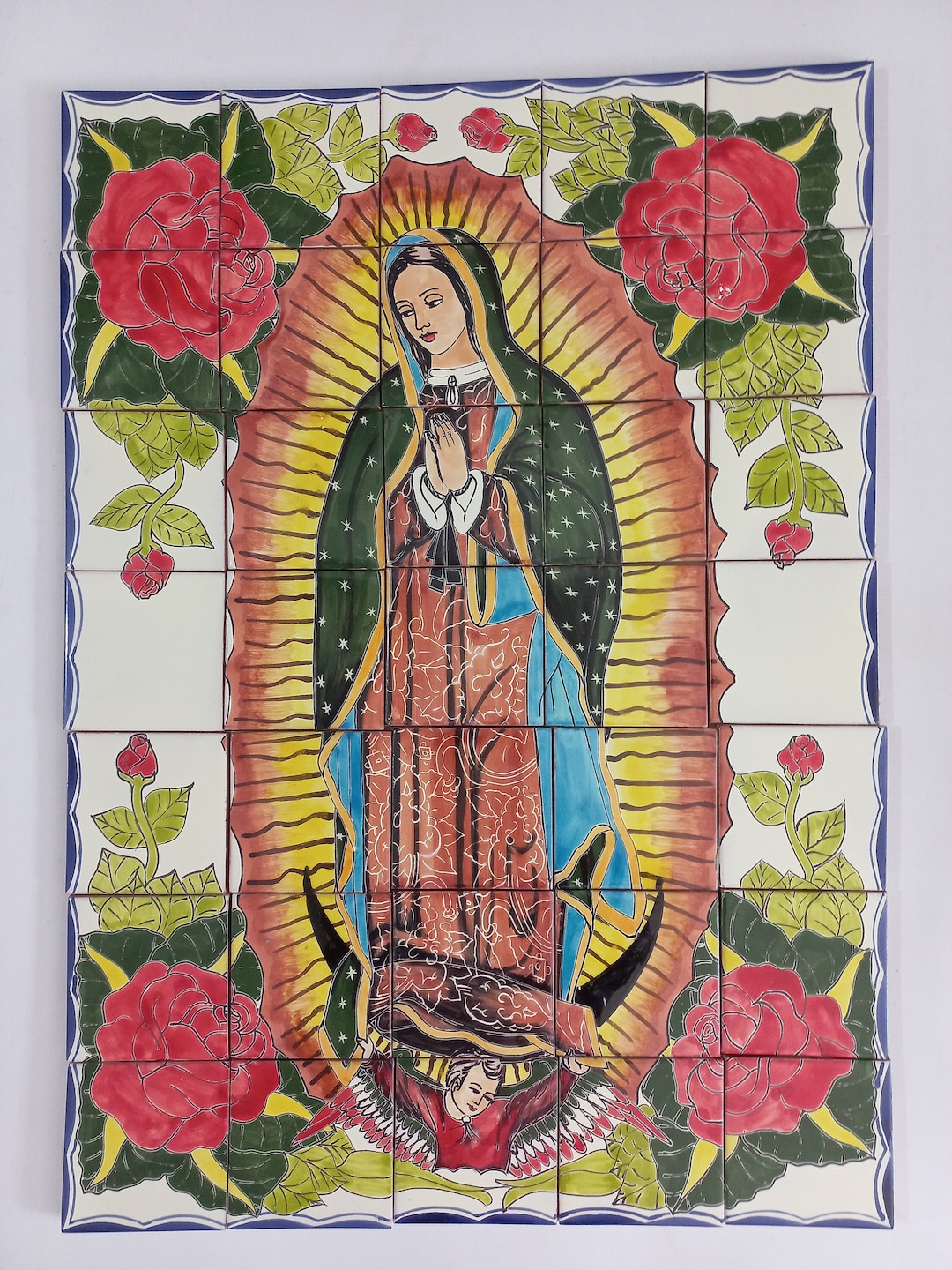 30 CERAMIC TILE MURAL Mexican Talavera Mosaic Hand Painted Clay ...