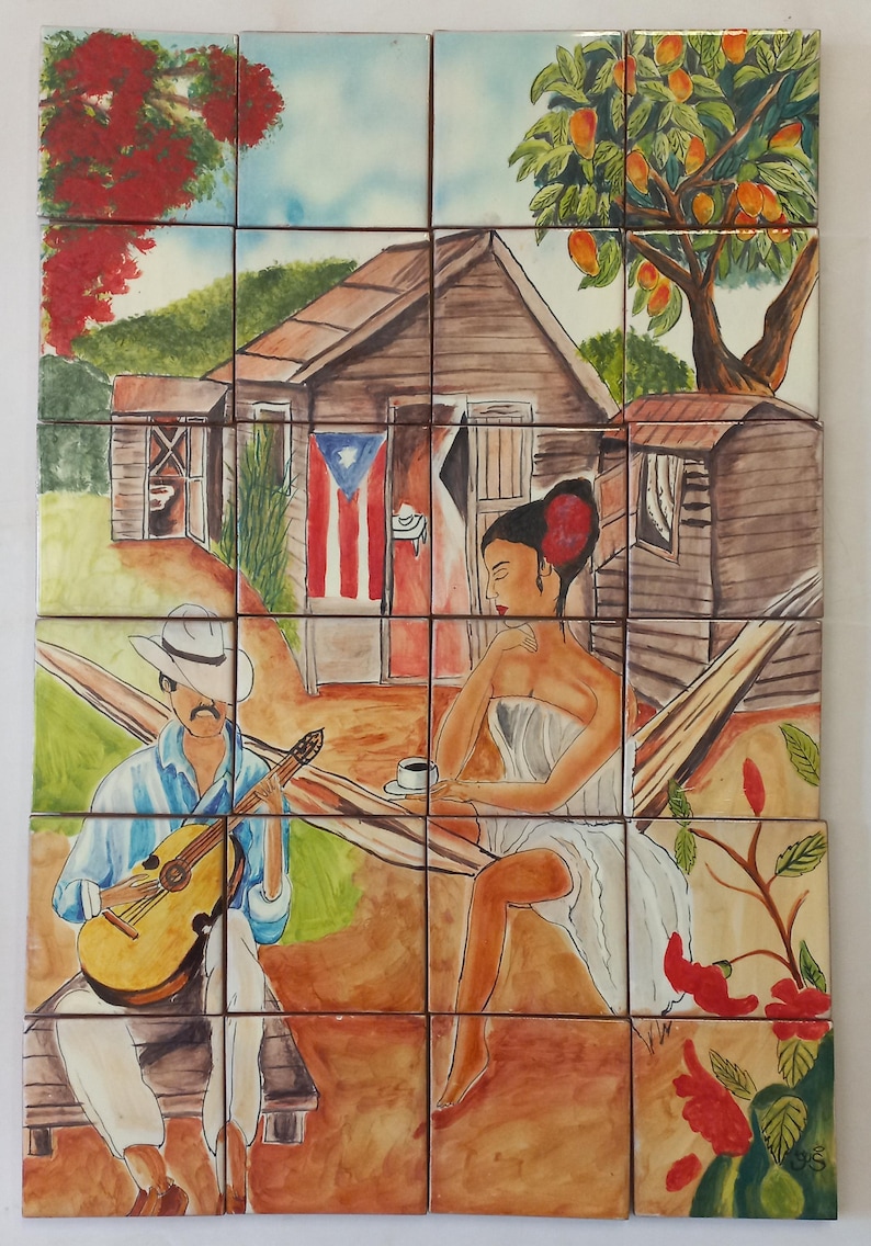 25" CERAMIC TILE MURAL Mexican Talavera Mosaic Hand Painted Clay ...