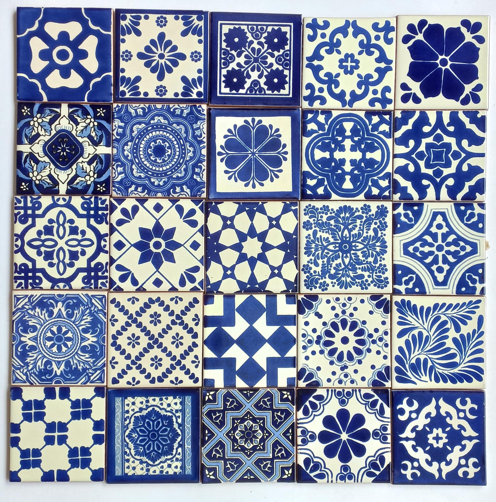 1000 CERAMIC TILES Blue & White Desings Mexican Handmade Talavera Tile ...