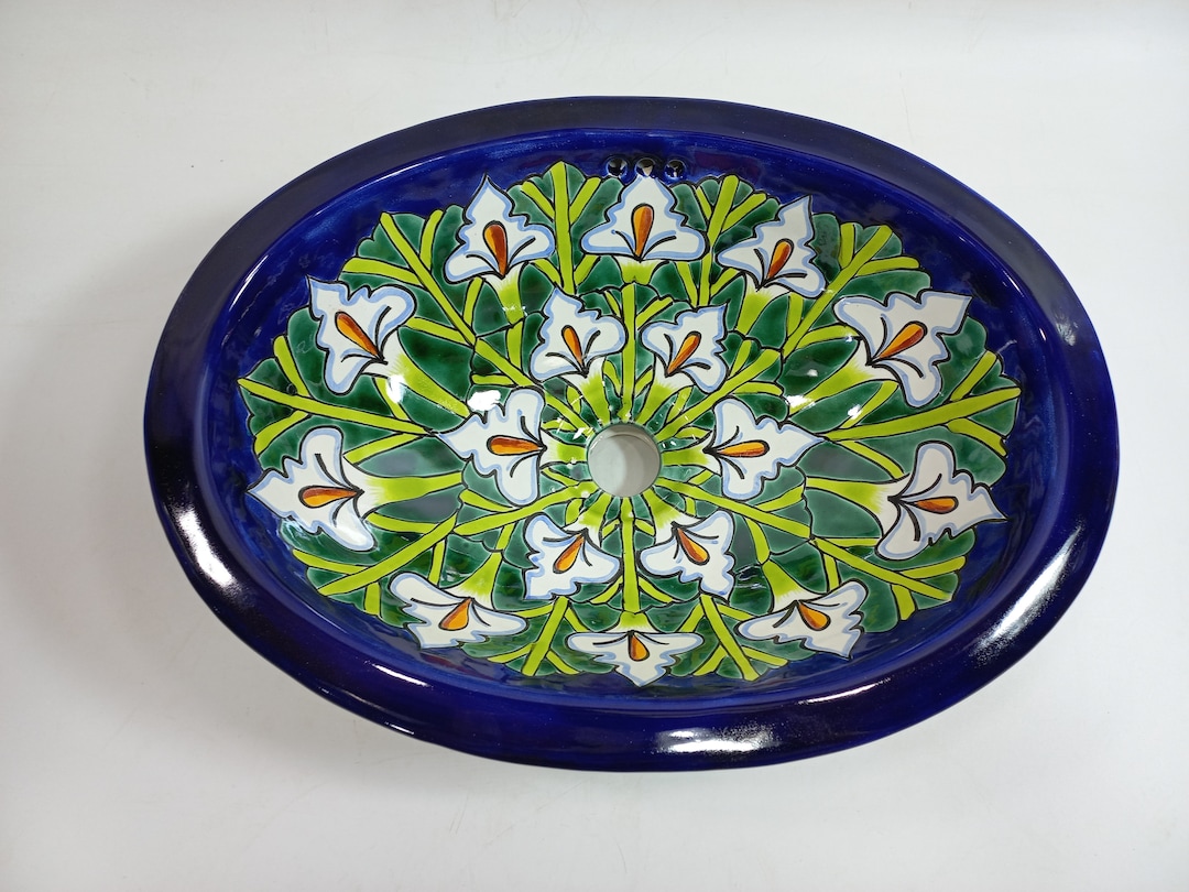 16" X 12" TALAVERA SINK Drop in or Undermount Mexican Bathroom Handmade ...