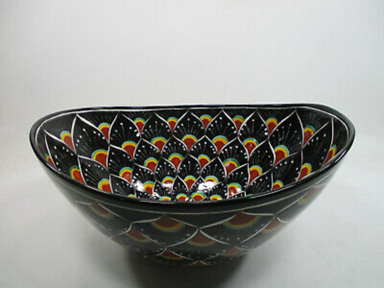 18" TALAVERA SINK Oval Vessel, Mexican Handmade Ceramic, Bathroom, Folk ...