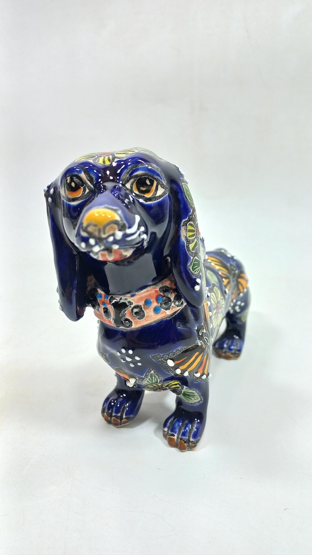 6" CERAMIC DOG Sculpture, Colorful Handpainted Talavera Puppy Figurine ...
