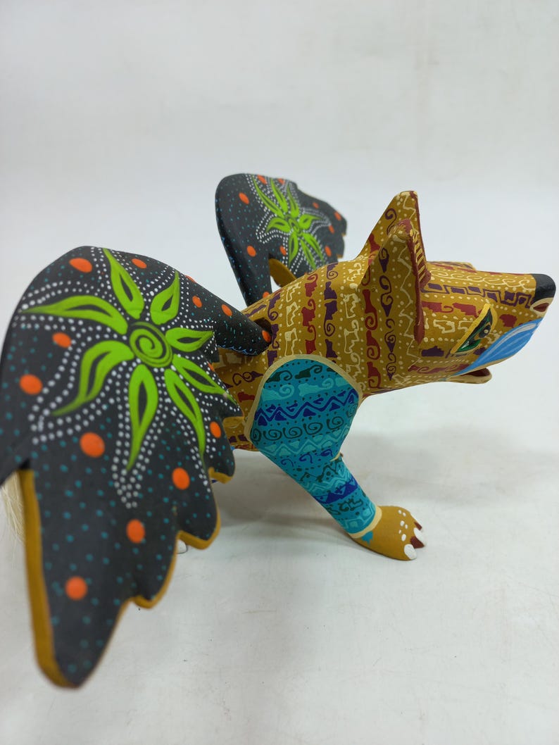 9" Large ALEBRIJE Wood Carving, Colorful Folk Art, Hand Painted Mexican ...