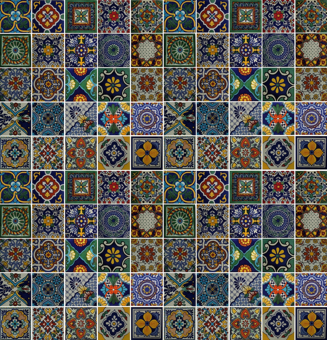 40 CERAMIC TILES Assorted Designs Mexican Tile Handmade Talavera ...
