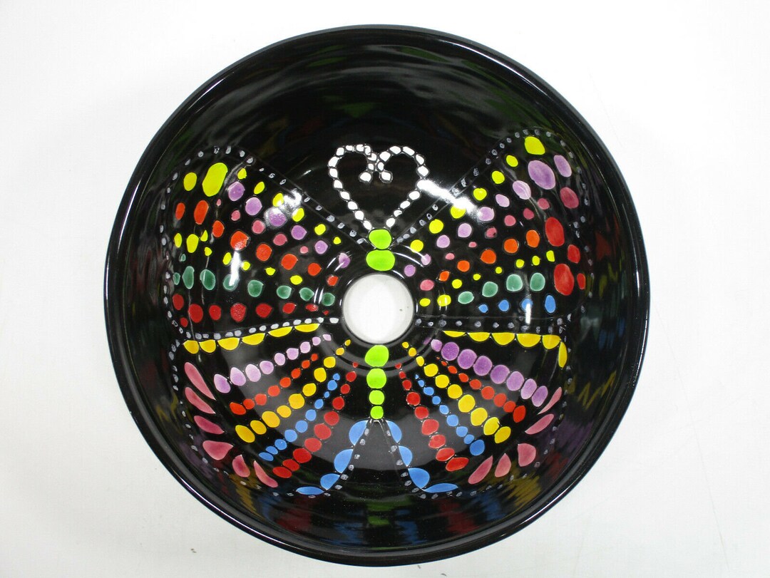 10" ROUND TALAVERA SINK, Vessel Mexican Bathroom Sink Handmade Folk Art ...