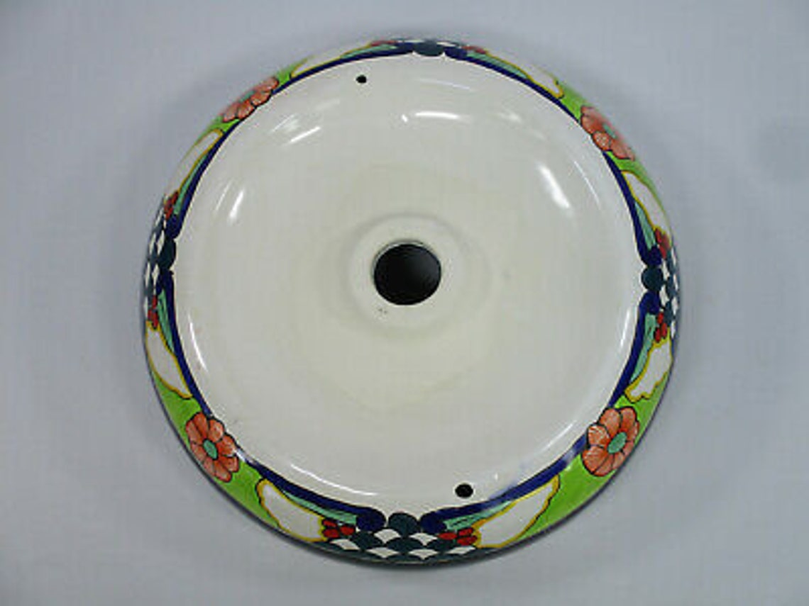 15" ROUND TALAVERA SINK Mexican Bathroom Handmade Folk Art Ceramic ...