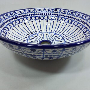 14" Round TALAVERA VESSEL SINK Mexican Handmade Ceramic Bathroom Basin ...