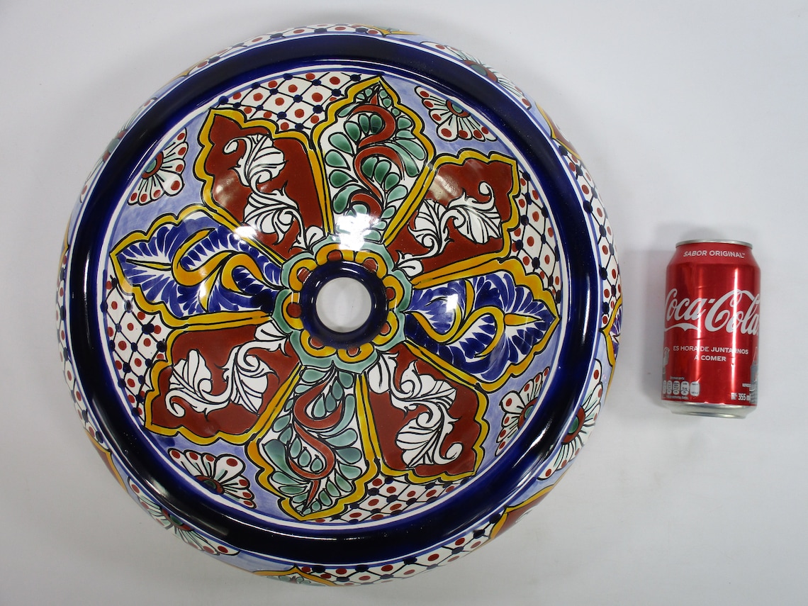 15 ROUND TALAVERA SINK mexican bathroom handmade folk | Etsy