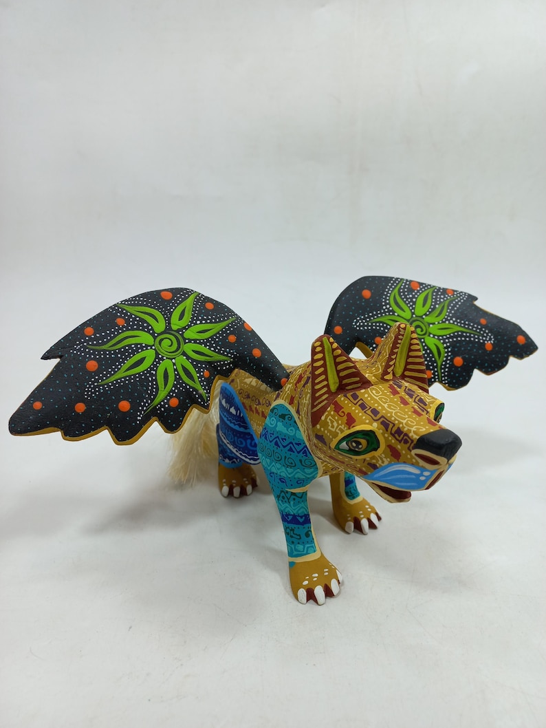 9" Large ALEBRIJE Wood Carving, Colorful Folk Art, Hand Painted Mexican ...