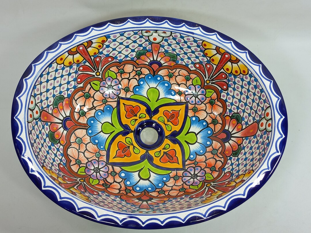 21" X 17" TALAVERA SINK Drop in or Undermount Mexican Bathroom Handmade ...