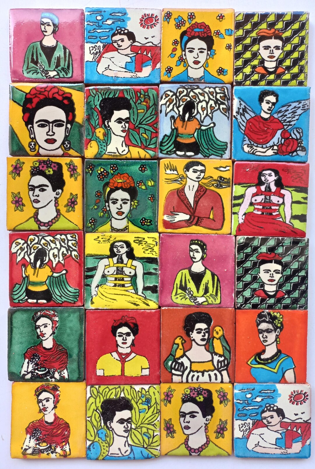 100 CERAMIC TILES Frida Theme, Mexican Handmade Tile Backsplash ...