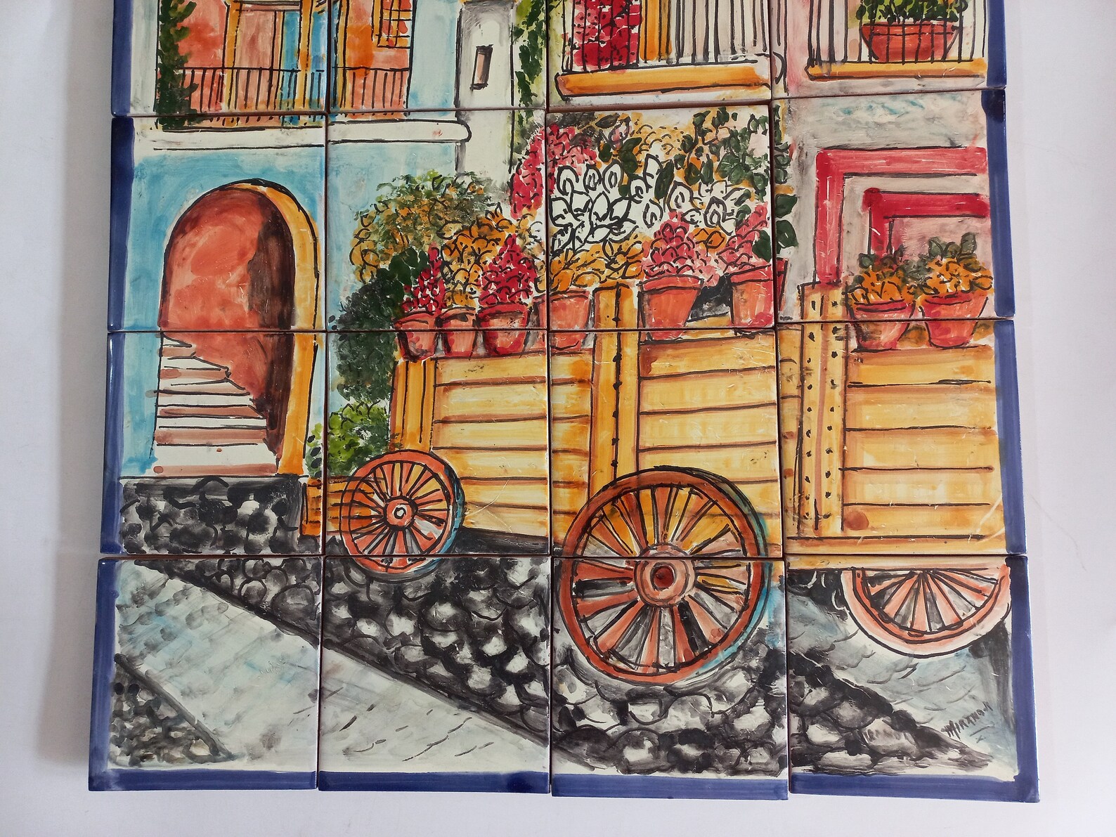 25" CERAMIC TILE MURAL Mexican Talavera Mosaic Hand Painted Clay ...