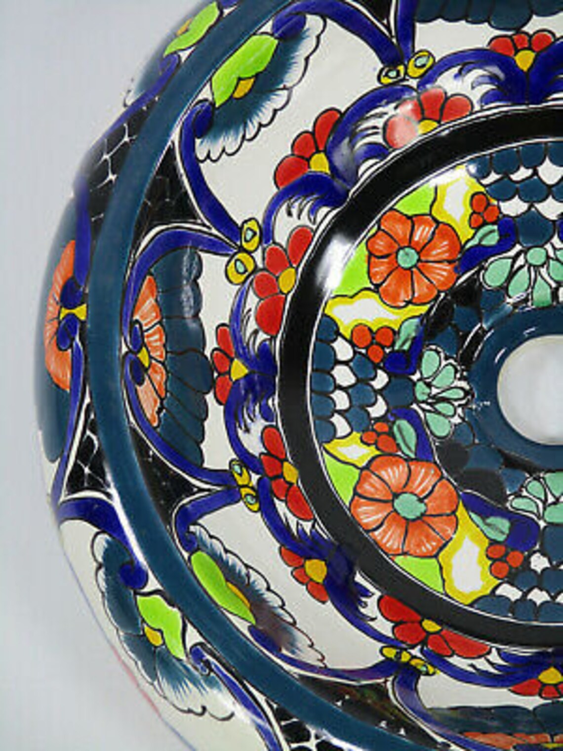 15 ROUND TALAVERA SINK mexican bathroom handmade folk | Etsy