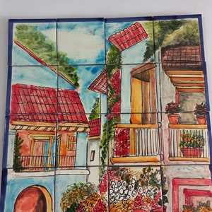 25" CERAMIC TILE MURAL Mexican Talavera Mosaic Hand Painted Clay ...