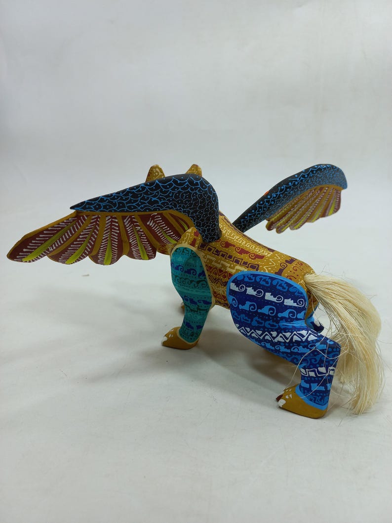 9" Large ALEBRIJE Wood Carving, Colorful Folk Art, Hand Painted Mexican ...