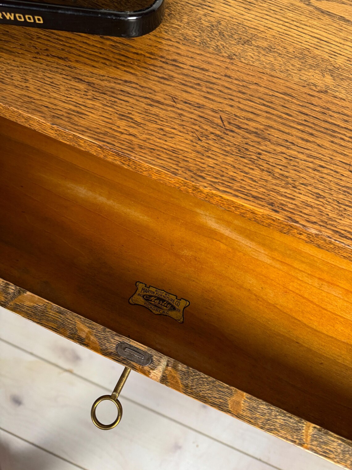 Antique Solid Oak Library Reading Table Desk Two-tier With Drawer ...