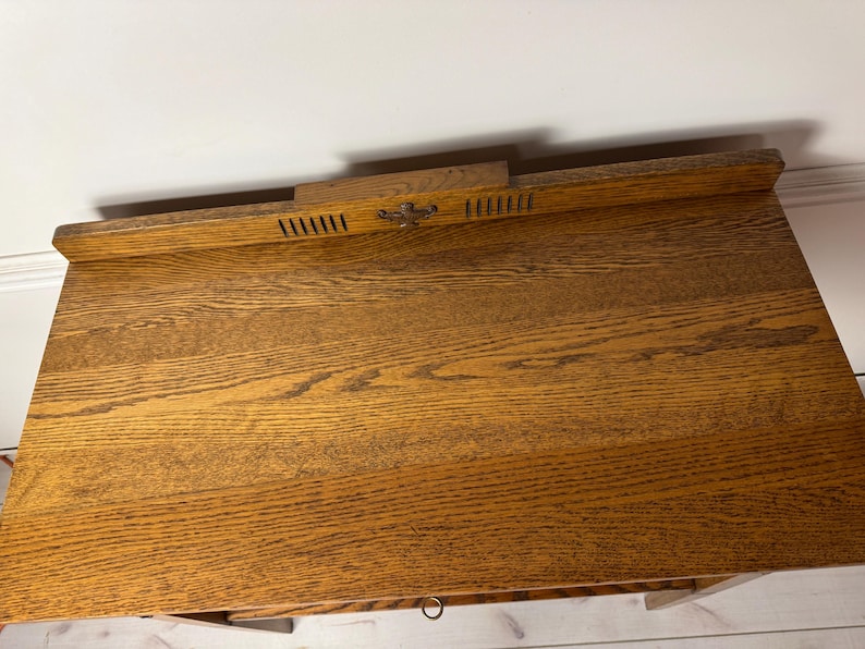 Antique Solid Oak Library Reading Table Desk Two-tier With Drawer ...