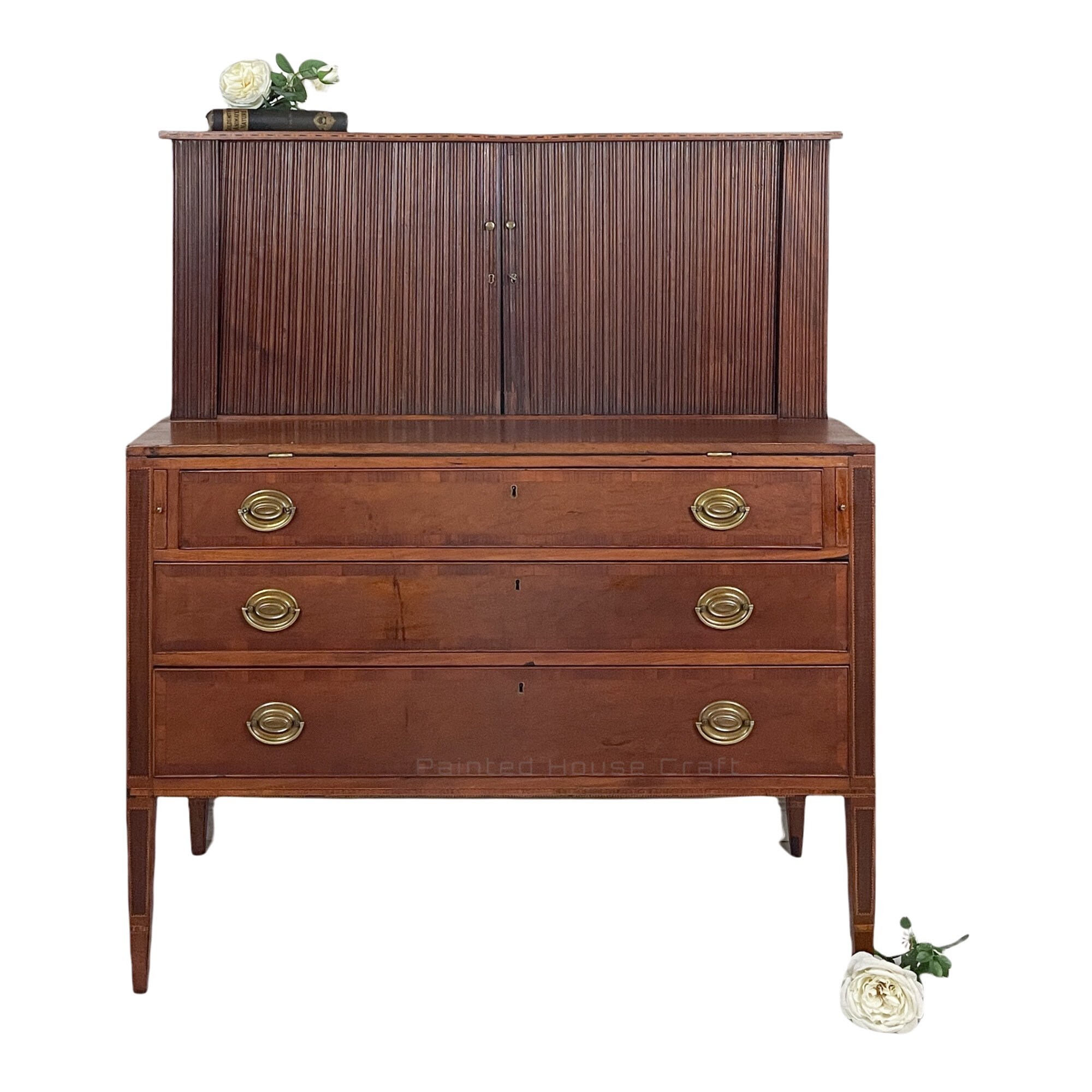 Elegant Antique Tambour Desk Office Furniture Home & Living etna.com.pe