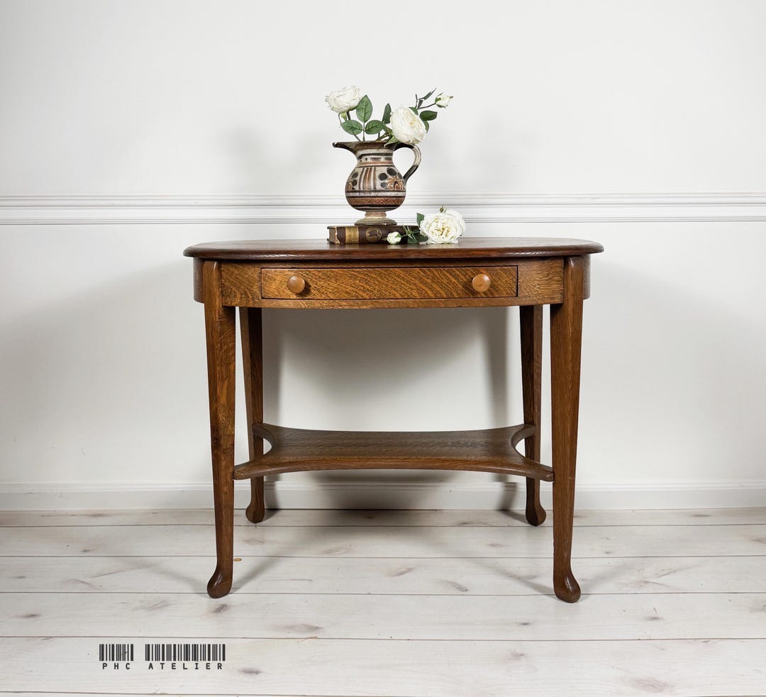 Antique Tiger Oak Quarter Sawn Library Reading Table Desk Two-tier With ...