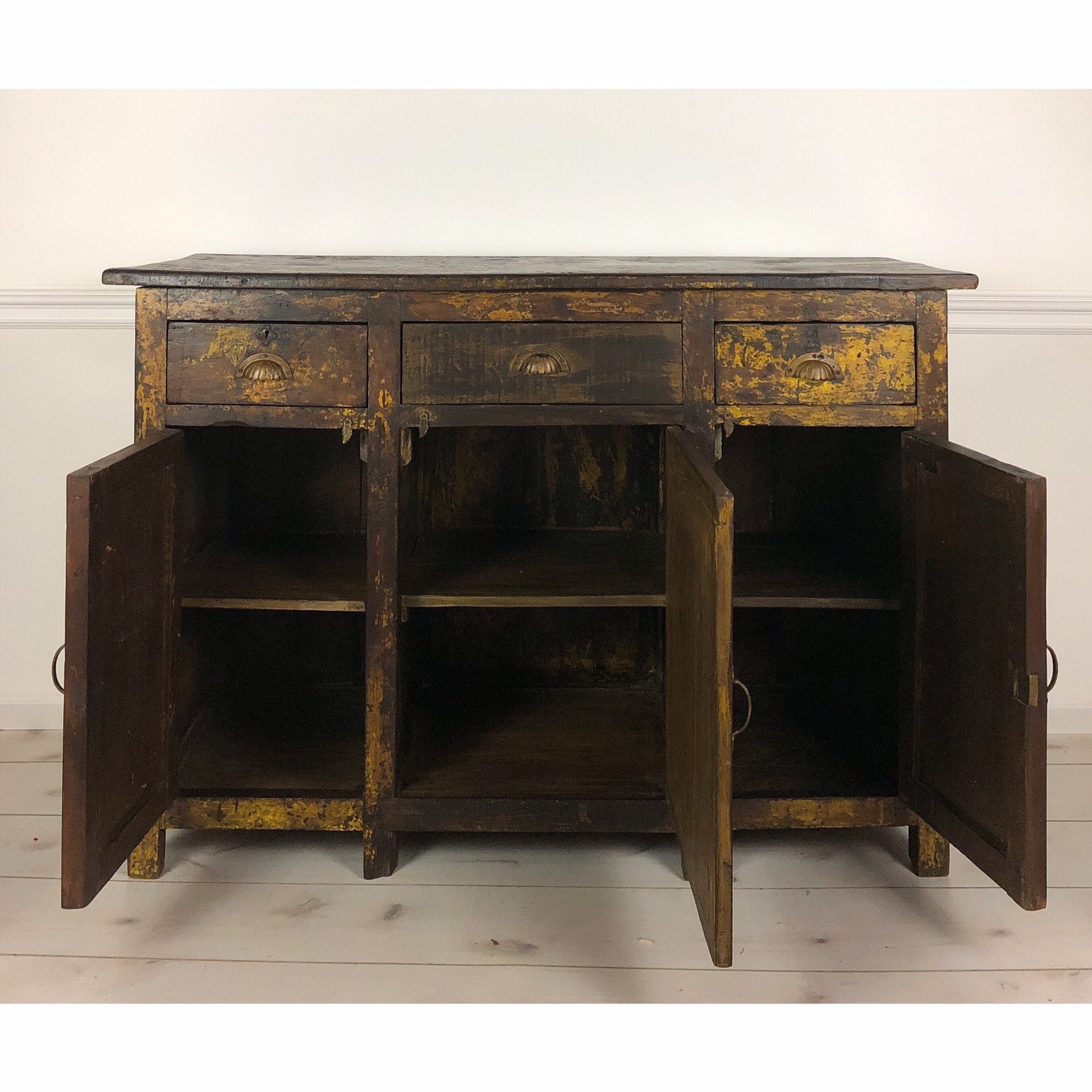 Antique Lillian August Boho Farmhouse Mustard Yellow Distressed ...