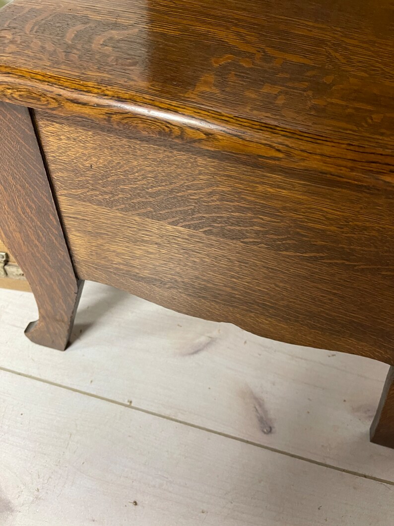 Antique Tiger Oak Hall Tree With Bench and Storage Quarter - Etsy