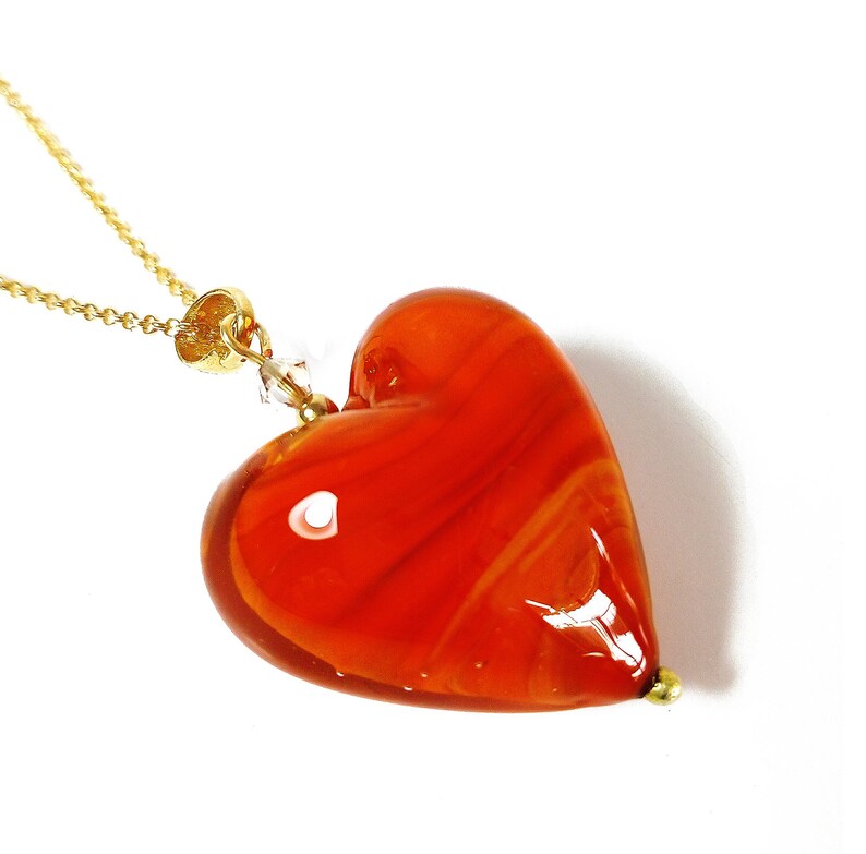 Murano Glass Red Heart Necklace by Mystery of Venice Murano - Etsy