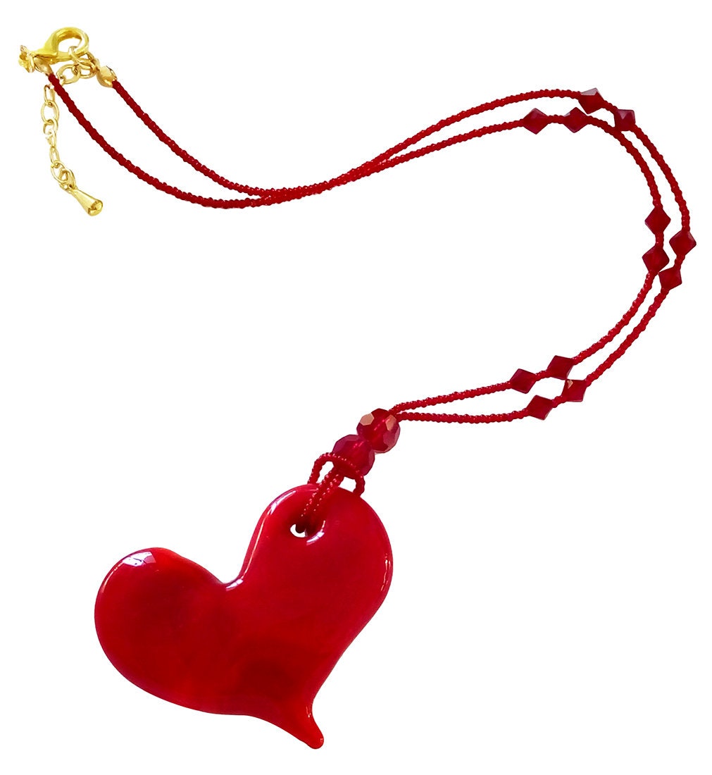 Murano Glass Heart by Mystery of Venice, Murano Glass Heart, Red Glass ...