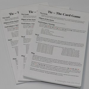 Tic the Card Game Score Cards - Etsy
