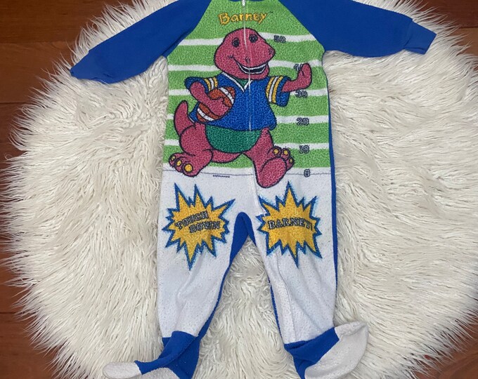 Vintage Barney Pajama Zip up Footed Onesie - Etsy