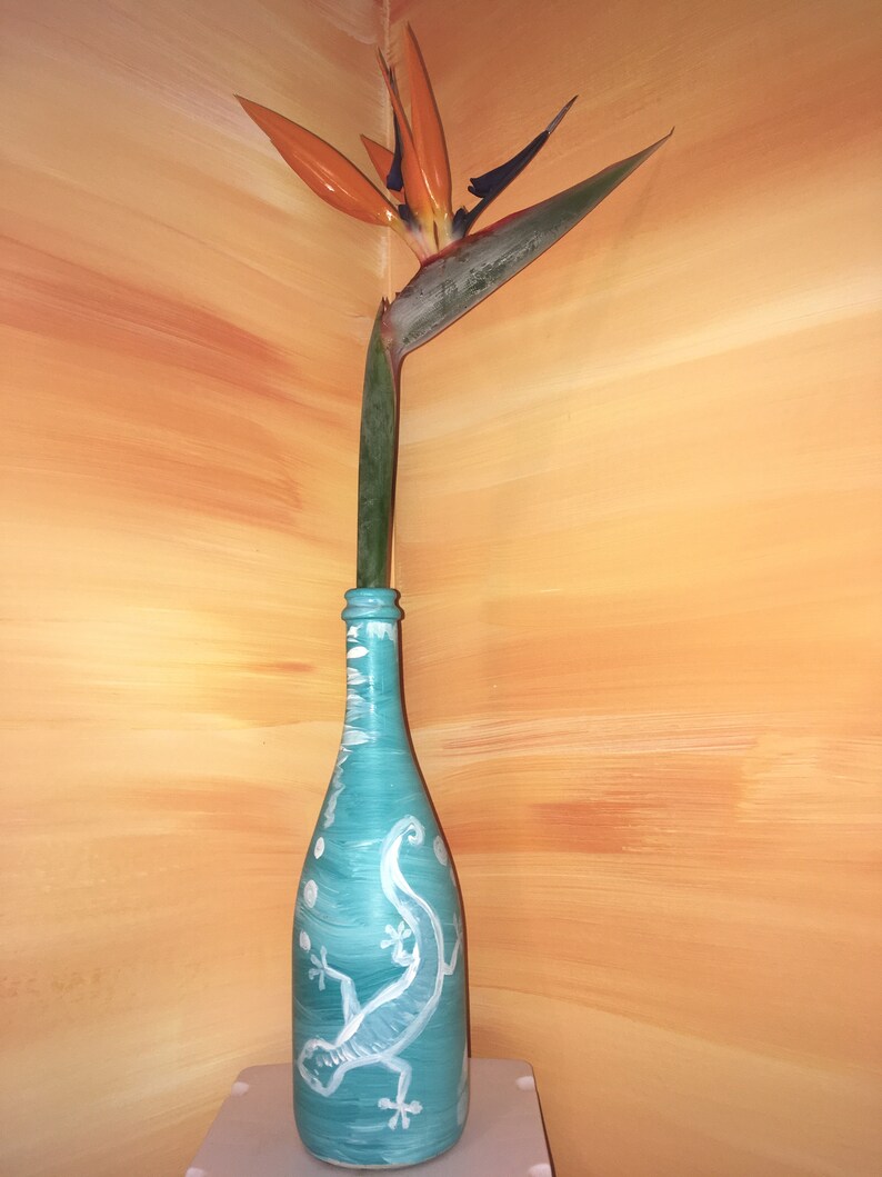 Wine Bottle Painted, Wine Bottle Art, Whimsical Art Gecko - Etsy