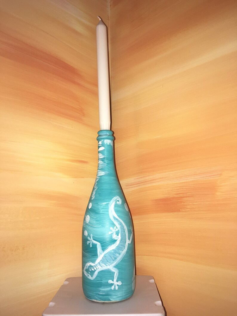 Wine Bottle Painted, Wine Bottle Art, Whimsical Art Gecko - Etsy