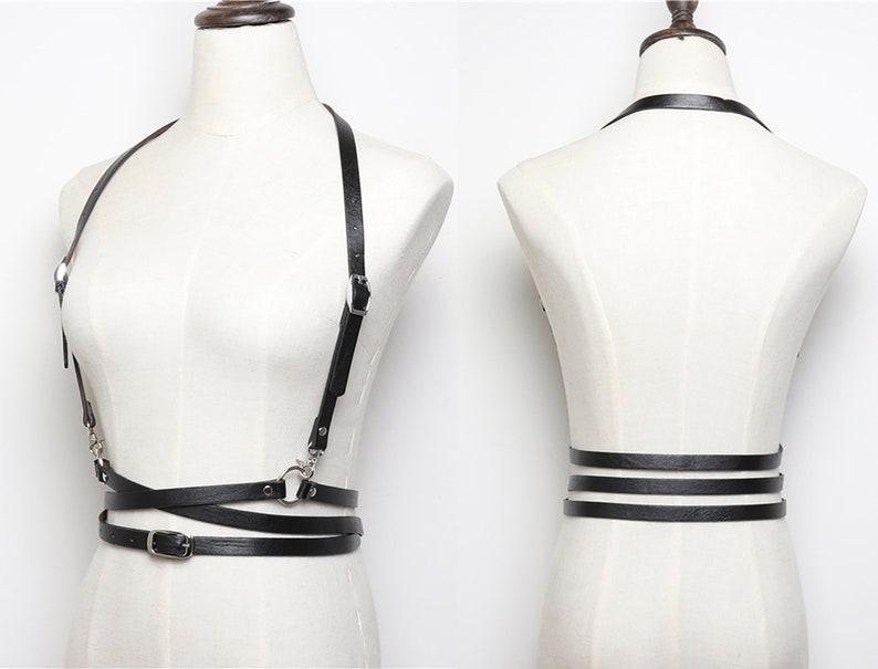 Vegan Leather Strap Metal Hoop Bondage Harness Thin - Etsy