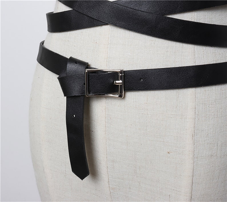 Vegan Leather Strap Metal Hoop Bondage Harness Thin - Etsy