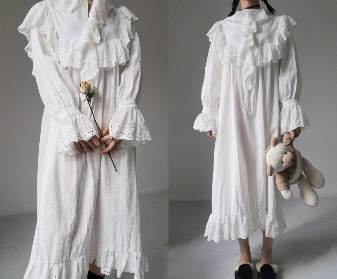 Victorian Cotton Sleep Wear Dress Pajama Lounge Wear Witch Princess ...