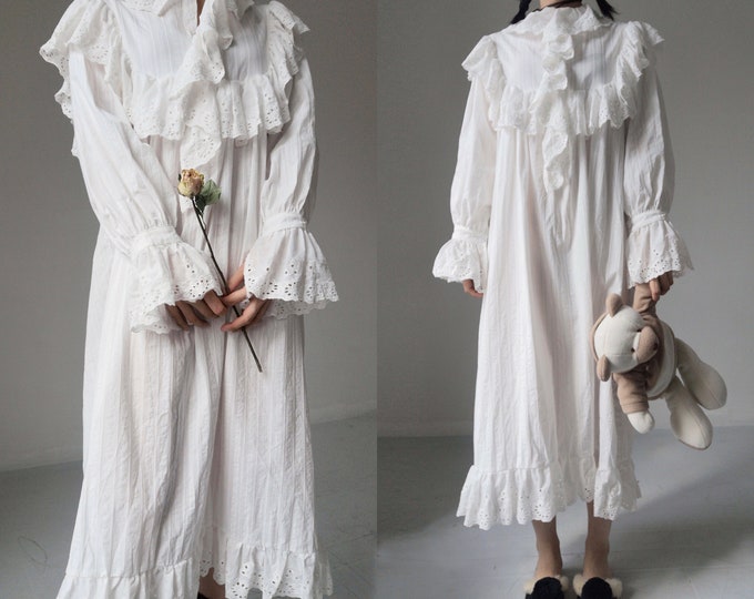 Victorian Cotton Sleep Wear Dress Pajama Lounge Wear Witch Princess ...