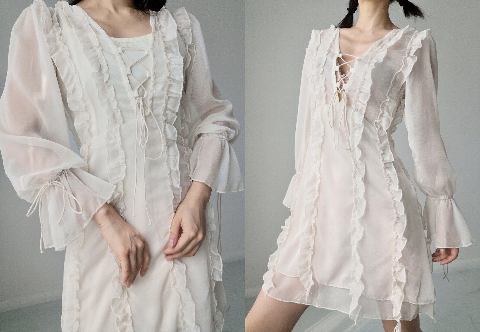 Ruffle off White Cream See Through Light Sheer Gauze Flare - Etsy