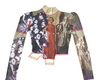 Vintage Cop Copine Mesh Patched Long Sleeve Top - Etsy