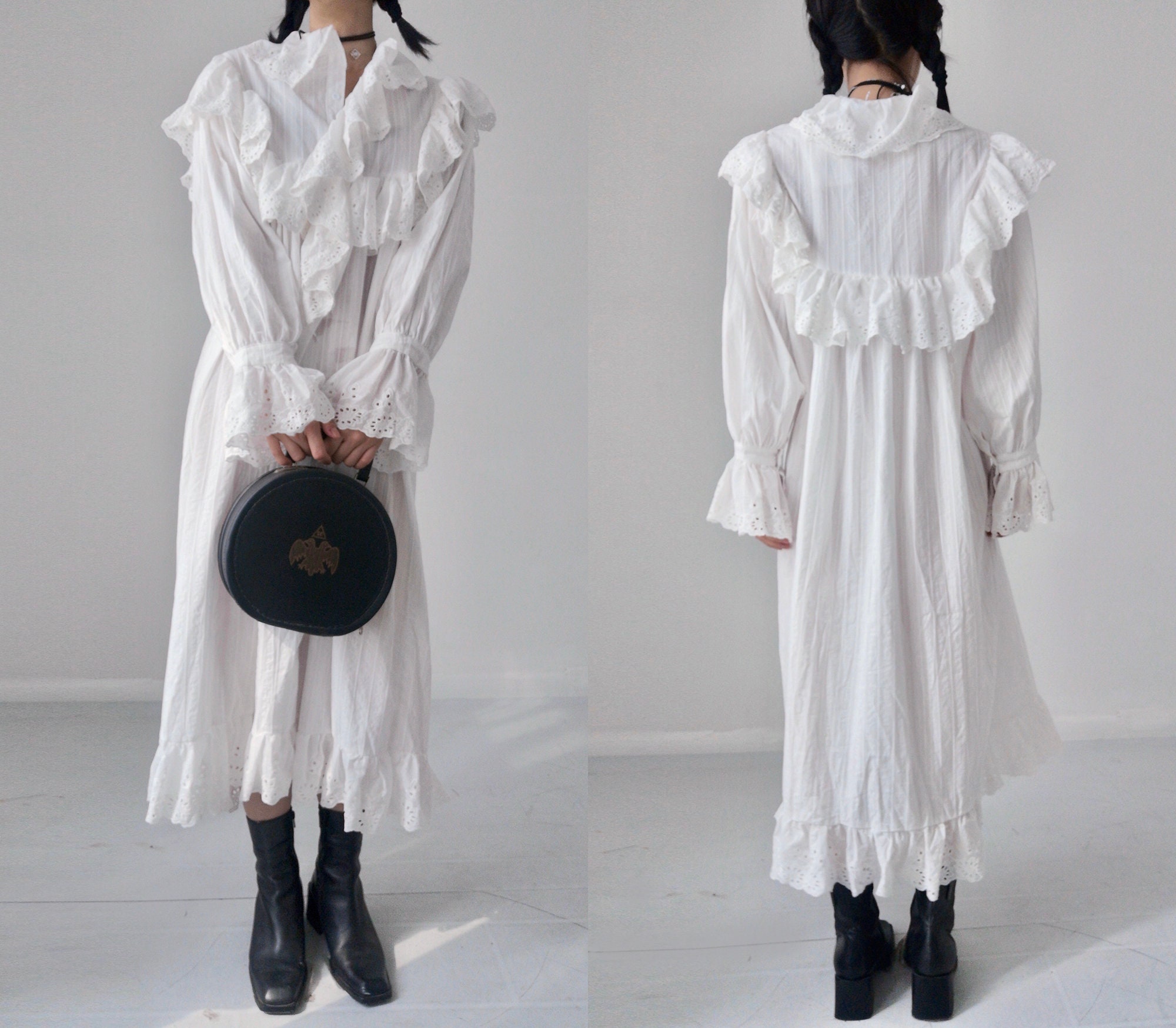 Victorian Cotton Sleep Wear Dress Pajama Lounge Wear Witch Princess ...