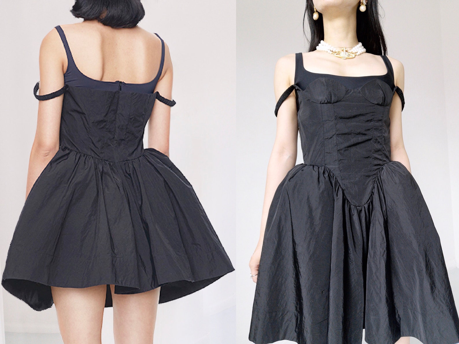 Black Taffeta Corset Gothic Bustle Spaghetti Strap Crinoline - Etsy Canada