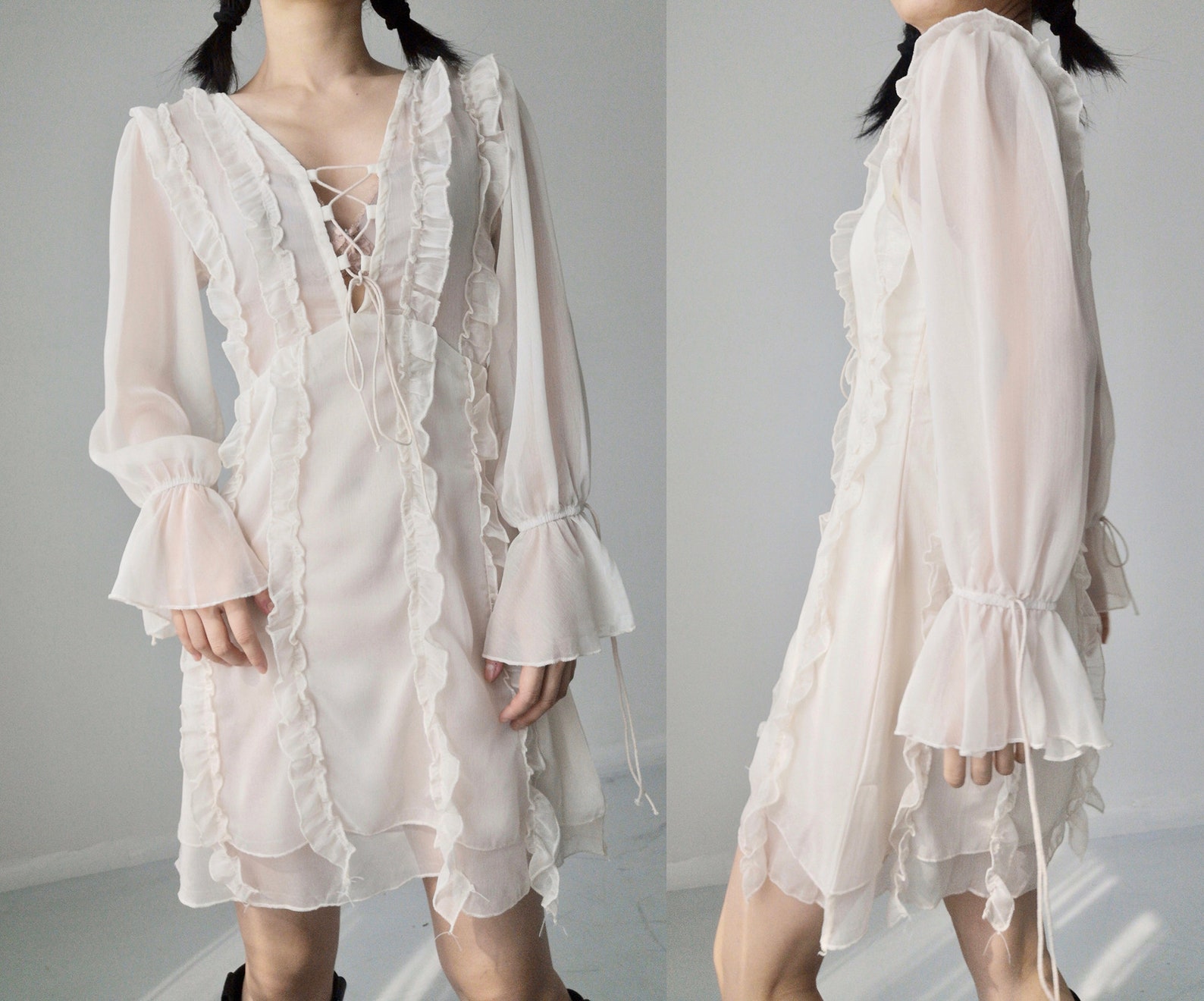 Ruffle off White Cream See Through Light Sheer Gauze Flare - Etsy